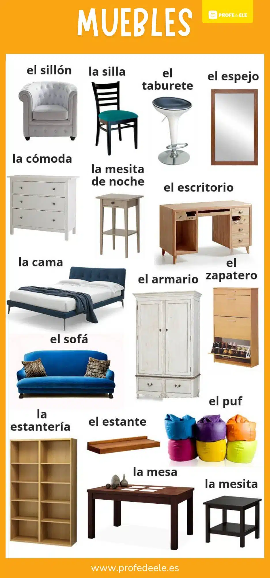 Vocabulario de los muebles en español (A2-B1) – Aprende jugando