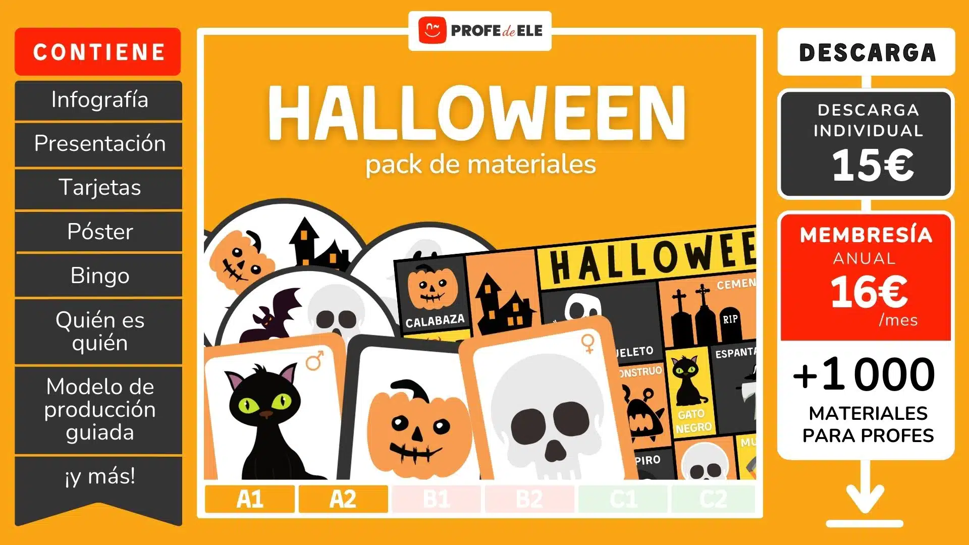 Vocabulario de Halloween en español con juegos y ejercicios