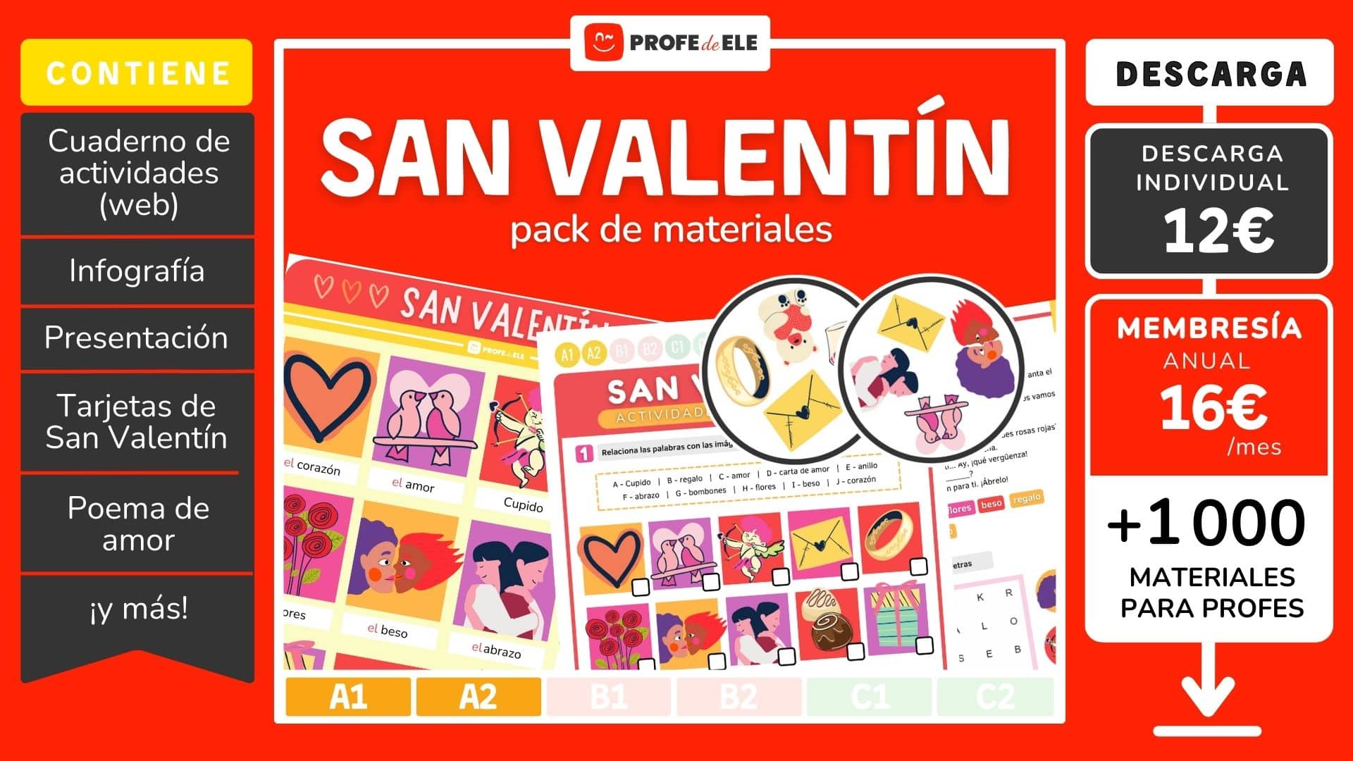 San Valentín: vocabulario, infografía y ejercicios de nivel A1-A2