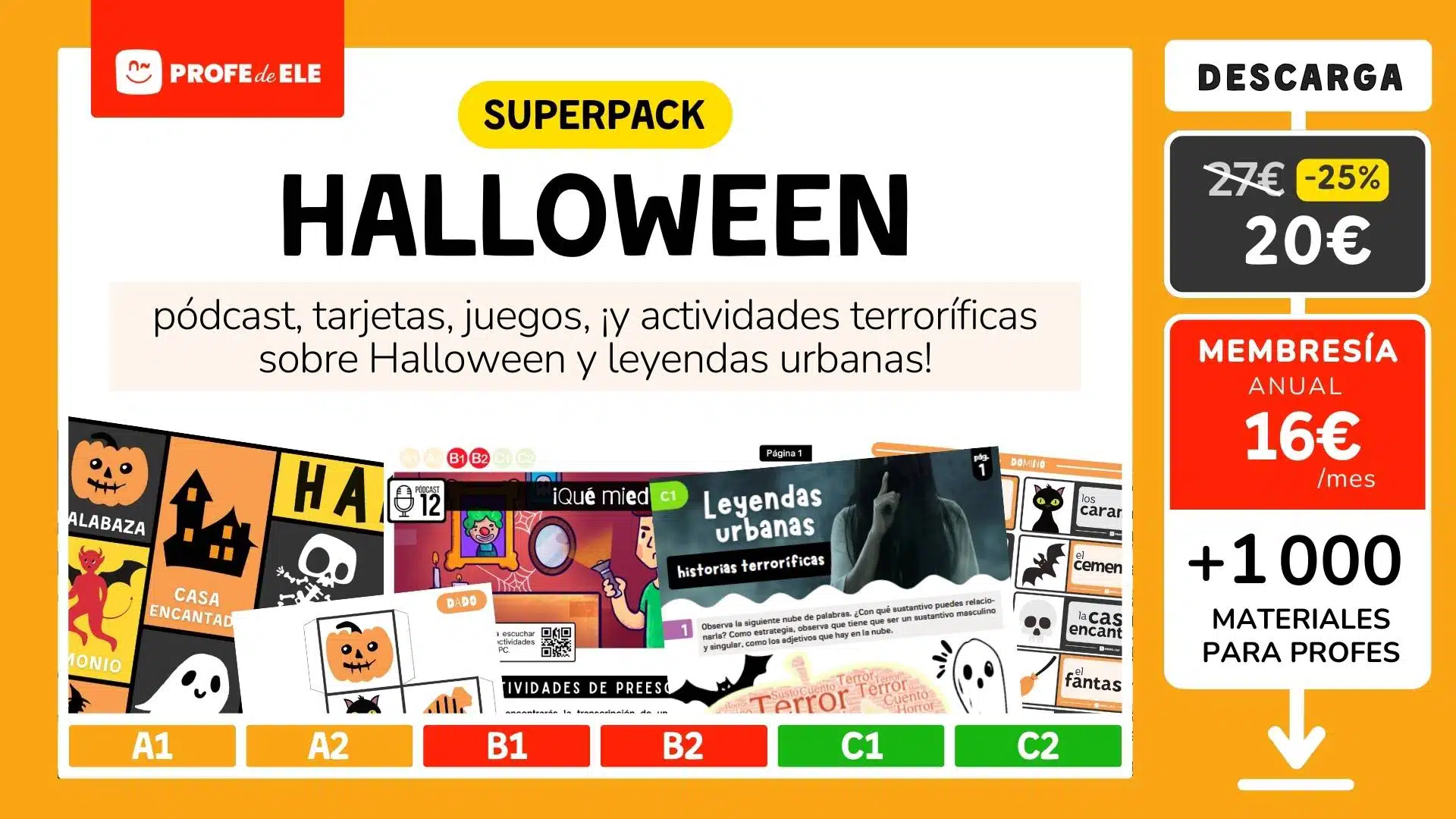 Vocabulario de Halloween en español con juegos y ejercicios